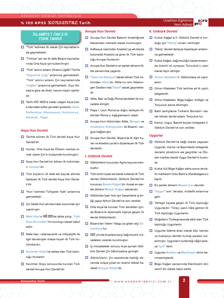 Tari̇h Kisa Notlar | PDF