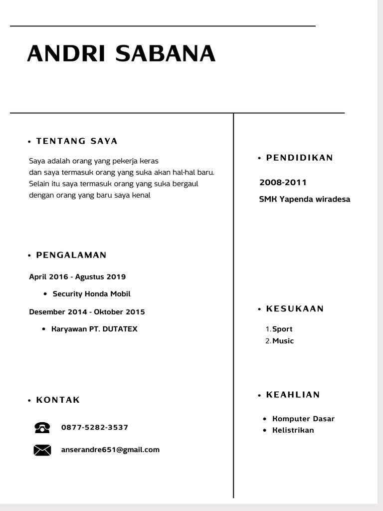 CV Andri Sabana | PDF