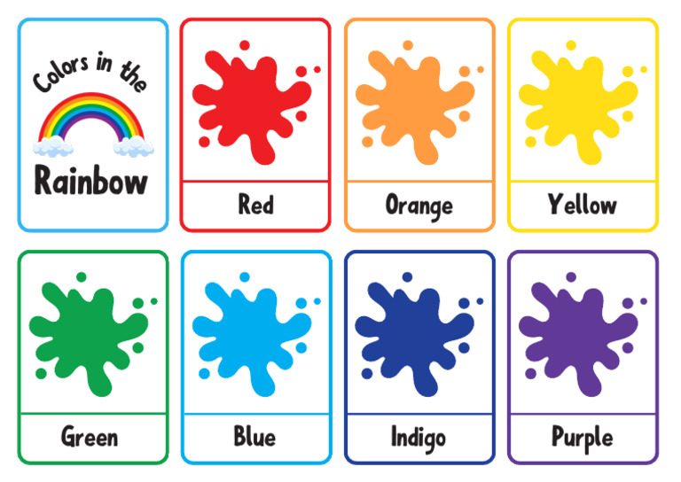 Colors in the Rainbow Flash Card Colorful Simple | PDF