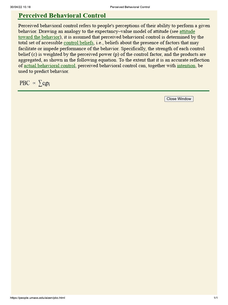 6-Perceived Behavioral Control | PDF