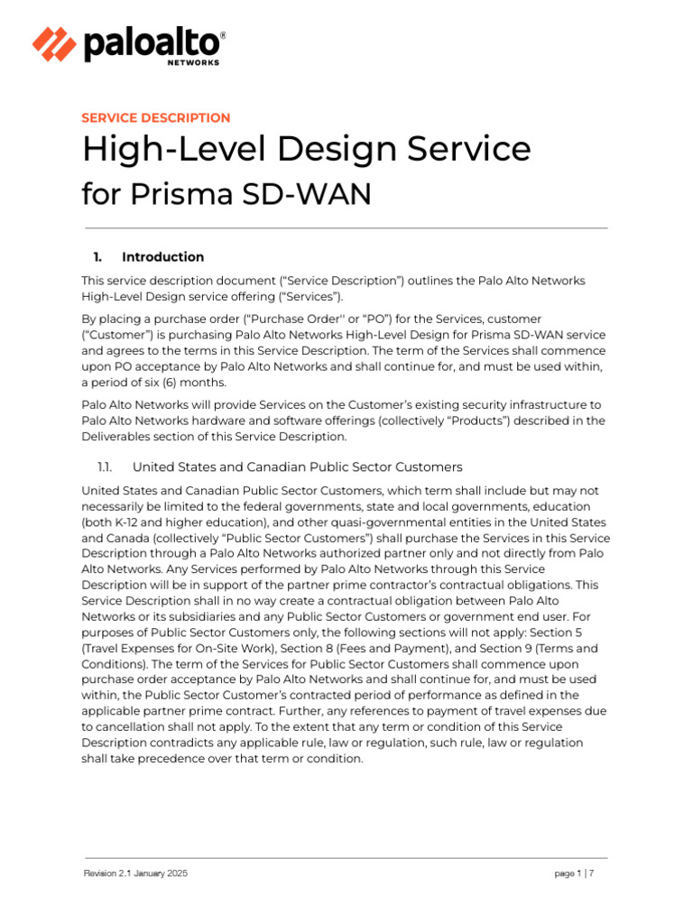 High-Level Design for Prisma SD-WAN | PDF | Fee | Project Management