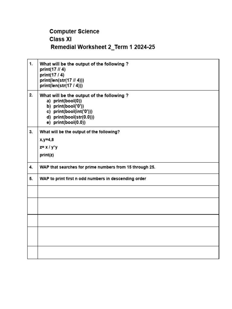 Cs worksheet 2 | PDF