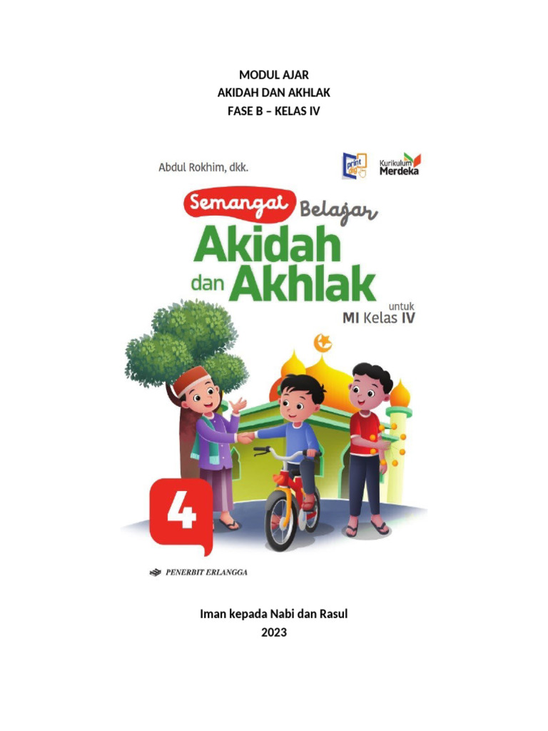 SEMANGAT BELAJAR AKIDAH & AKHLAK MI KLS.4_KM-MA (Modul Ajar)-MA Akidah Akhlak Kelas 4 (9) | PDF