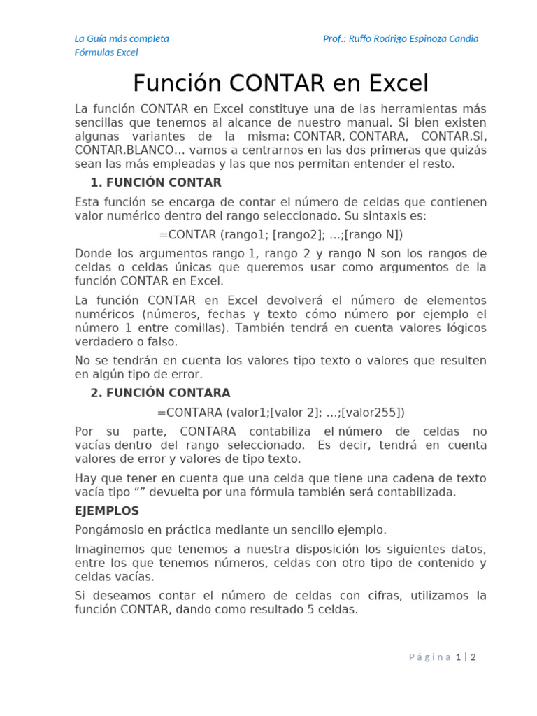 Función CONTAR en Excel | PDF