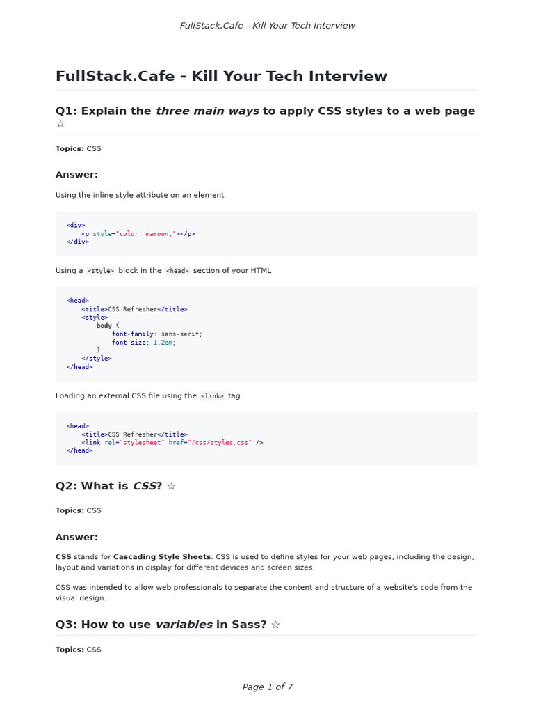 FullStackCafe QAS 1721545916351 | PDF | Document Object Model | Html