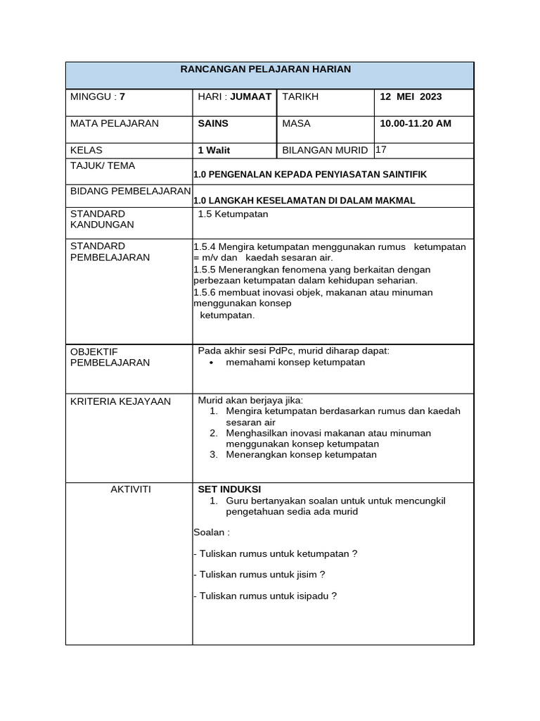 RPH Stem 1 2023 | PDF