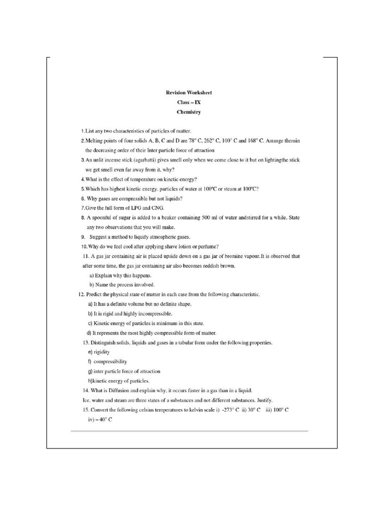 Grade 9 chaptern1 work sheet no 2 | PDF