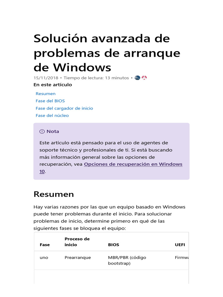 Solución Problemas Arranque Windows | PDF | Arranque | Software del sistema