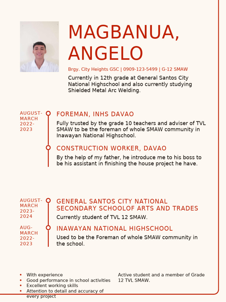 High School Welding Student Resume | PDF