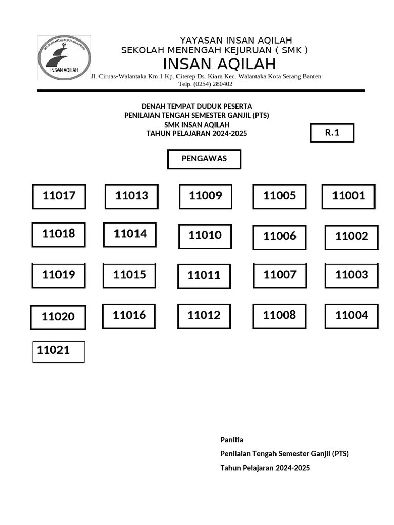 DENAH DUDUK PTS GANJIL 2024 Fix | PDF