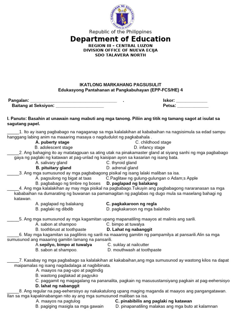 Q3 - PT - EPP HE 4 With BOW | PDF