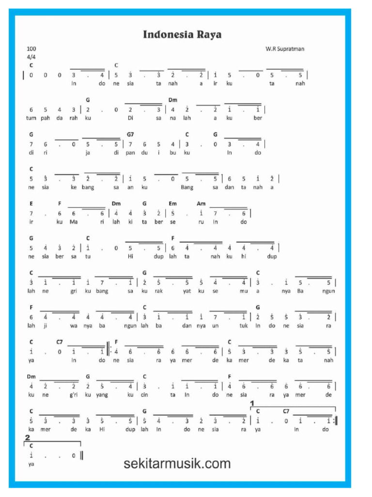 Not Angka Indonesia Raya | PDF