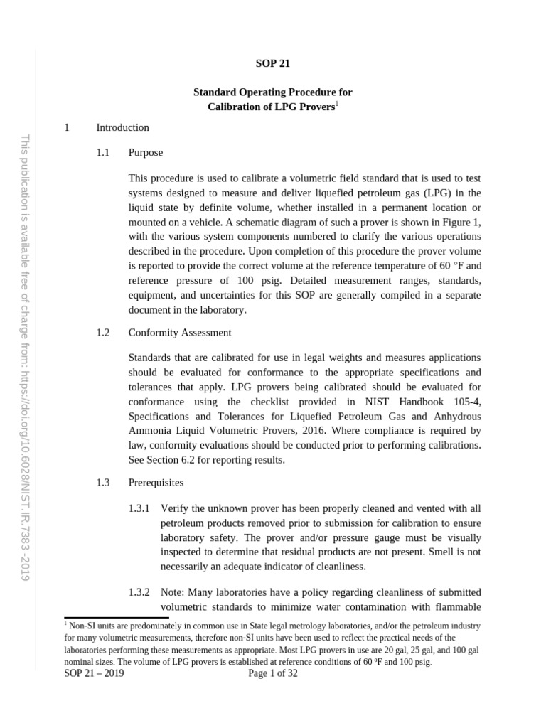 Sop 21 LPG Prover Calibration 20190508 | PDF | Calibration | Pipe ...
