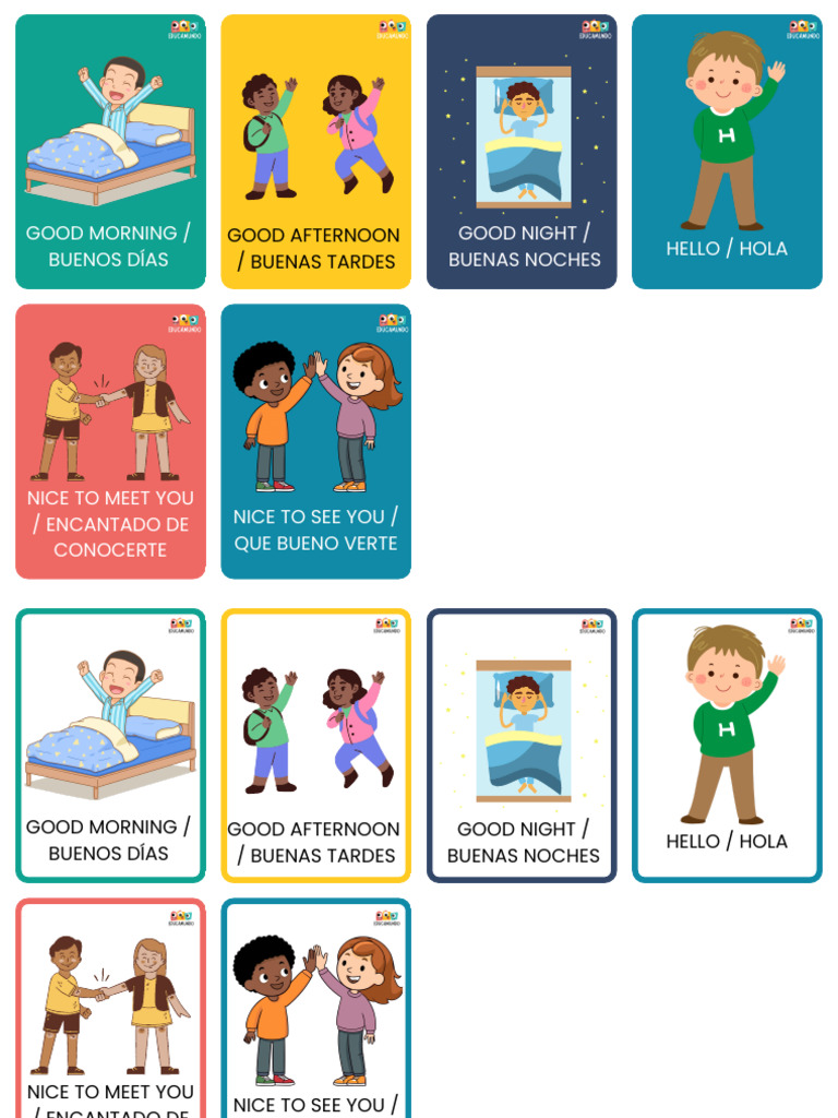 Vocabulario Ingles Saludos Educamundo | PDF