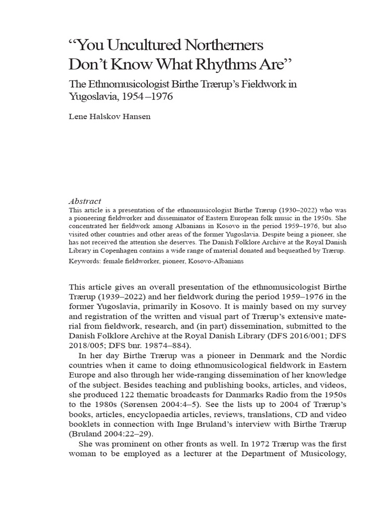 Arv2023 6 You+Uncultured+Northerners | PDF | Denmark | Field Research