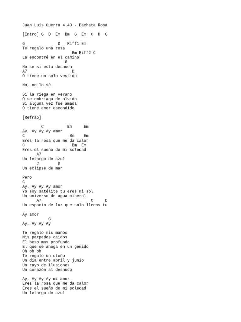 Juan Luis Guerra 4.40 - Bachata Rosa | PDF
