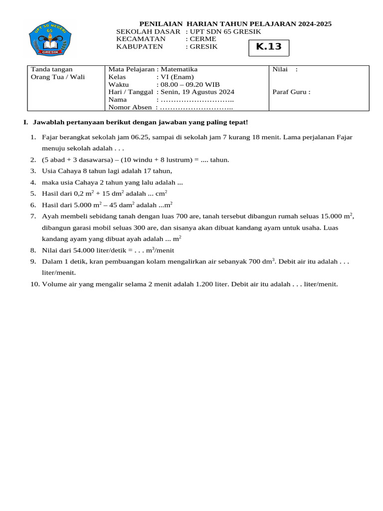 PH Bab 1 Jawa Klas 6 SM 1 2024 | PDF