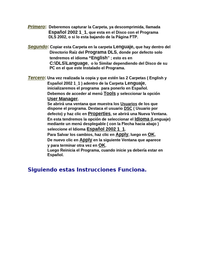 Como Pasar A ESPAÑOL DLS | PDF