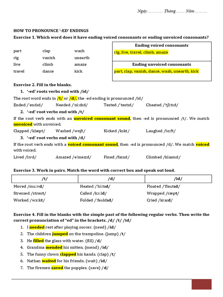How To Pronounce Ed and S Endings TG | PDF | Linguistics | Linguistic ...