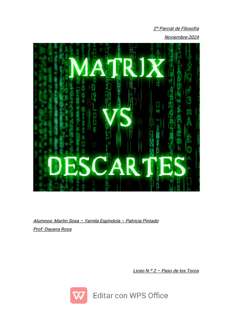 Matrix | PDF | René Descartes | Existencia