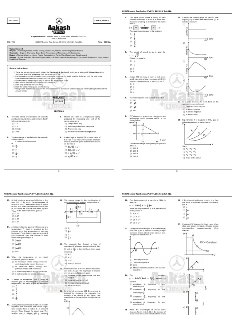 NBTS - 01 QP (2) Print | PDF | Frequency | Gases