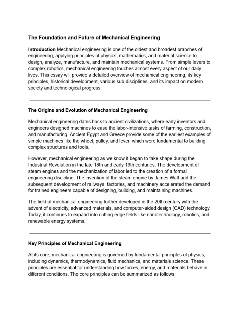 Mechanical engineering | PDF | Engineering | Mechanical Engineering