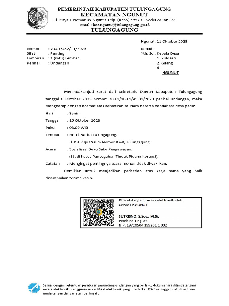 Undangan Sosialiasi Buku Saku Pengawasan (Studi Kasus Pencegahan Tindak ...