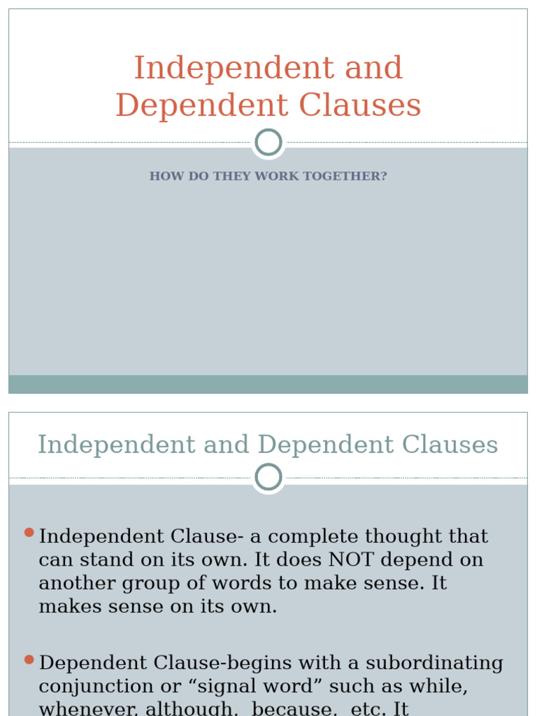 Ind and Dep Clause - 1 | PDF | English Grammar | Linguistics