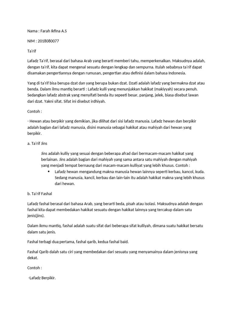 Farah Ta'rif | PDF