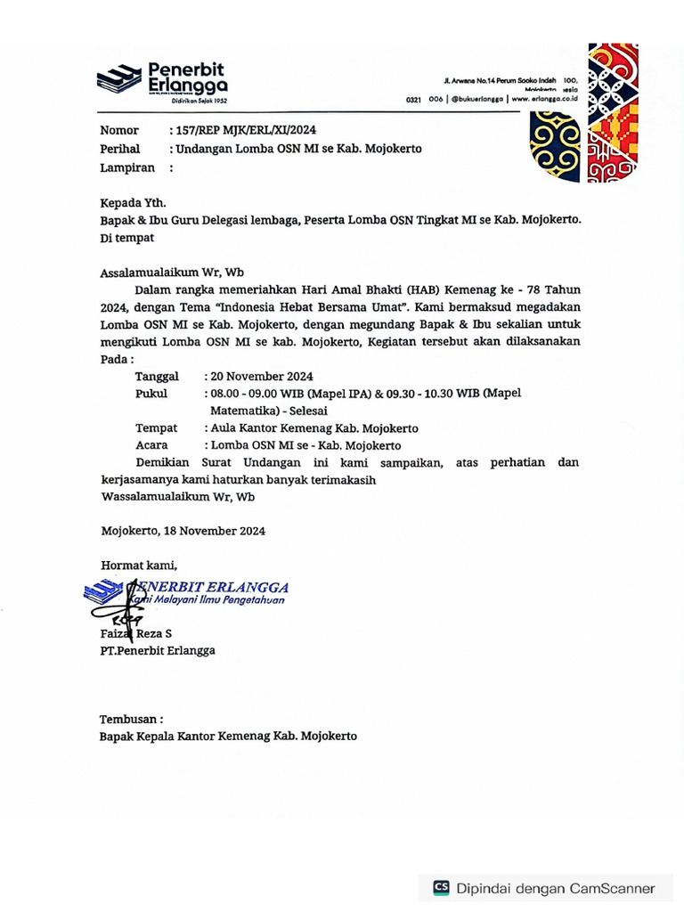 UNDANGAN LOMBA OSN MI Se KAB. MOJOKERTO | PDF