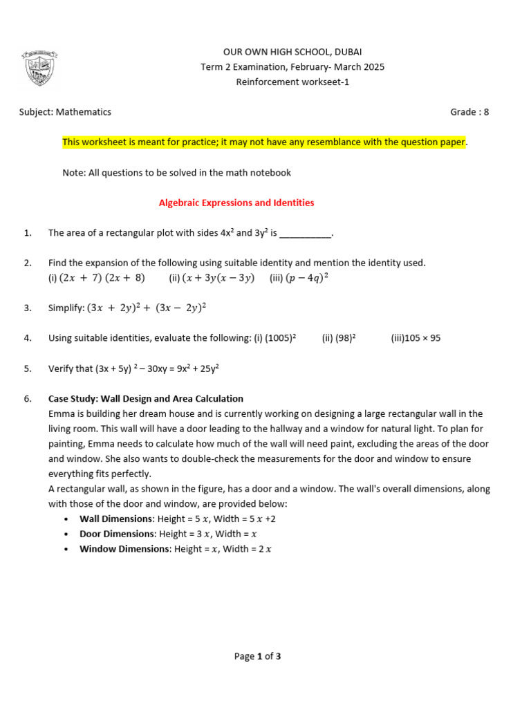 Math Term 2 Reinforcement Worksheet-1 | PDF | Euclidean Geometry | Elementary Geometry
