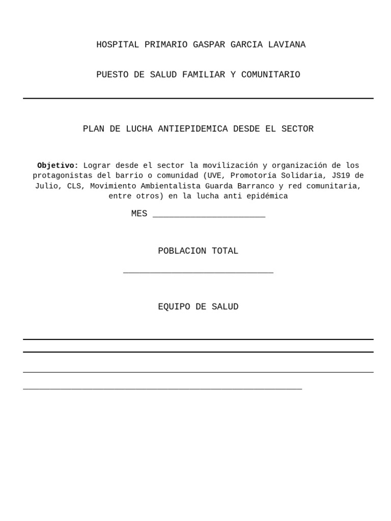 Plan Lae Del Sector Formato | PDF