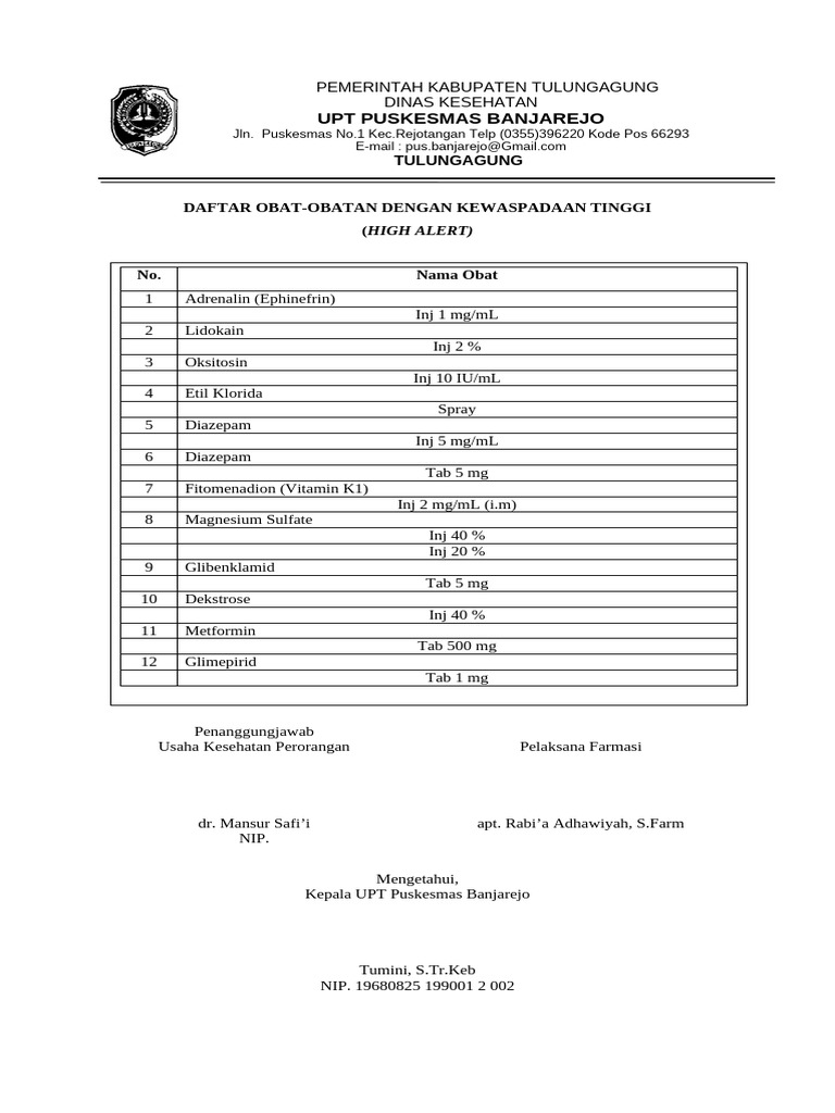 Daftar High Alert | PDF