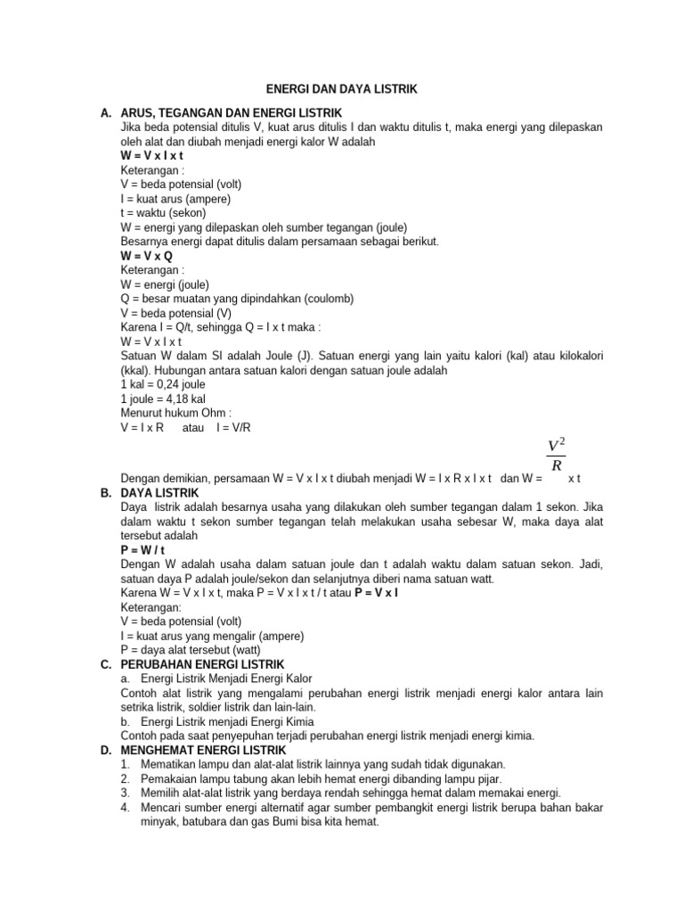 Energi Dan Daya Listrik | PDF