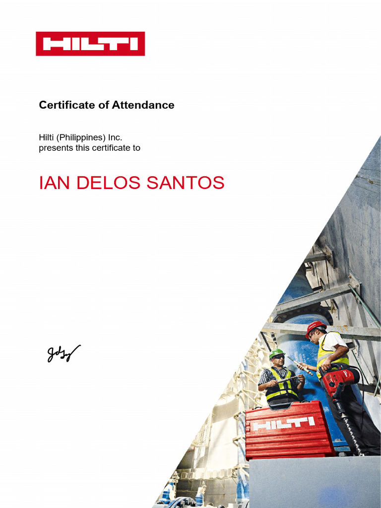 Hilti Training Certificate: TE 60 Completion | PDF