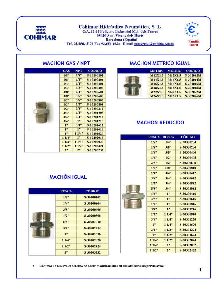 Racores BSP Gas | PDF