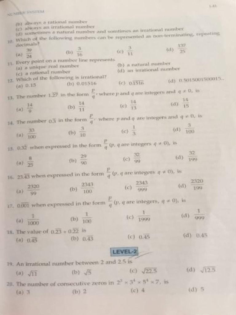 Class 9 Number System Extra Questions | PDF | Rational Number | Numbers
