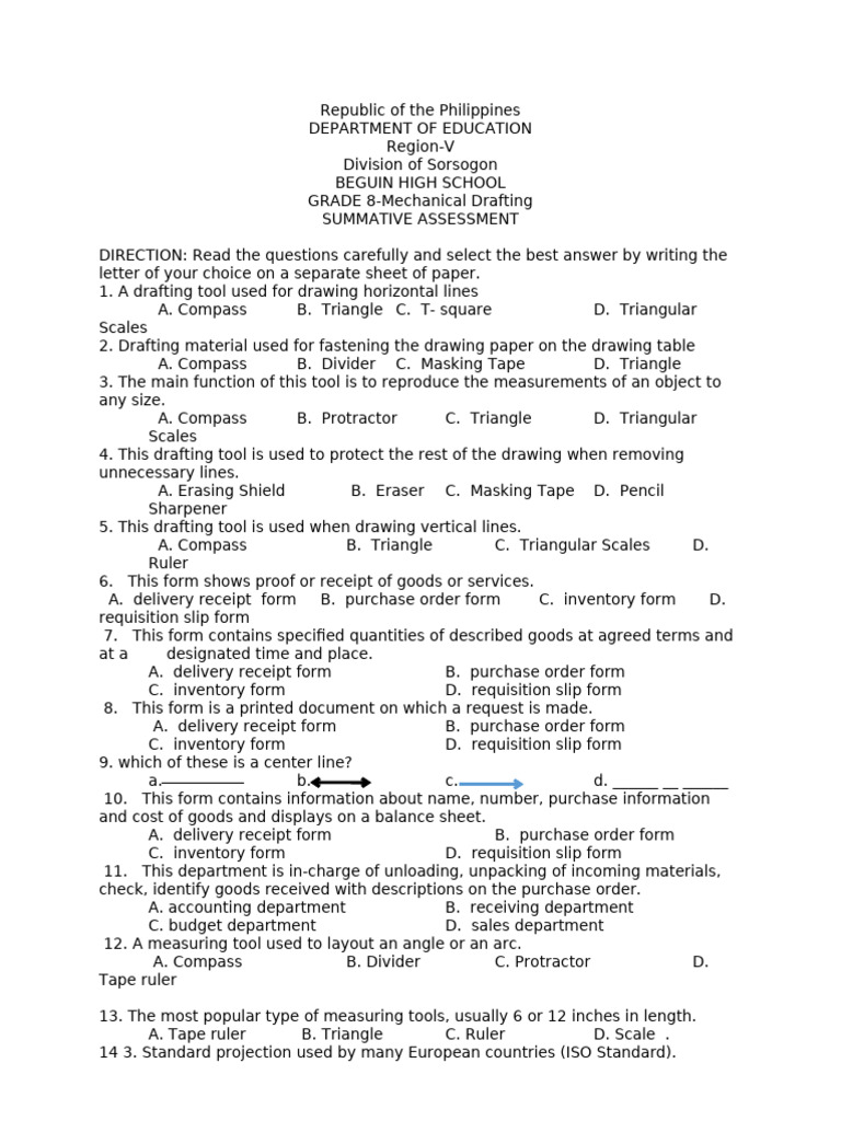 Grade 8 - Mechanical Drafting | PDF | Triangle | Technical Drawing