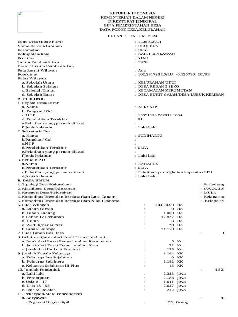 Prodeskel - Binapemdes.kemendagri - Go.id Datapokok Desa Datapokok Desa ...
