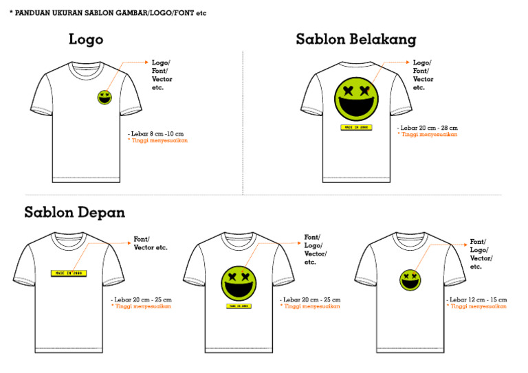 Panduan Ukuran Sablon | PDF