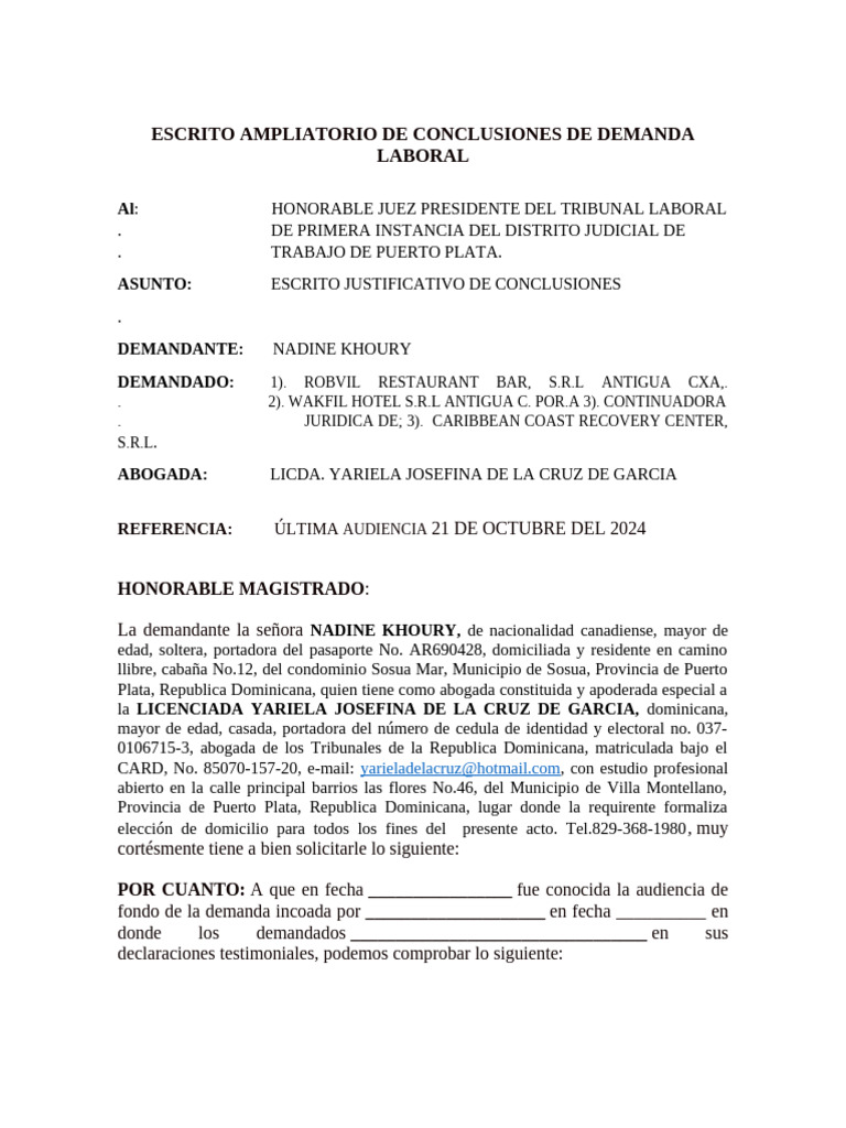 Demanda Laboral: Conclusiones y Pruebas | PDF
