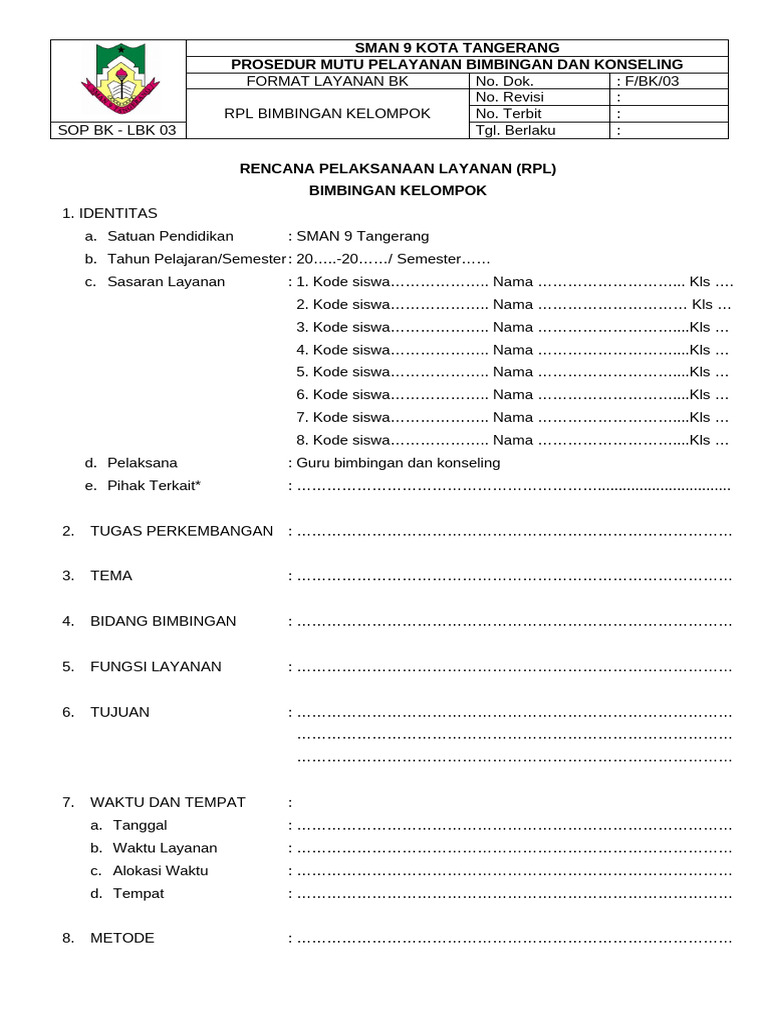 SMAN 9 Tangerang BK Procedures | PDF