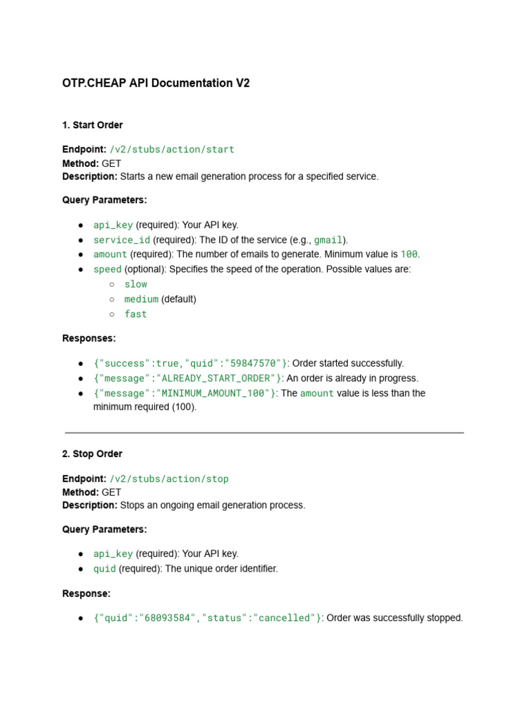 OTP - CHEAP API Documentation V2 | PDF | Software Engineering | Information Technology