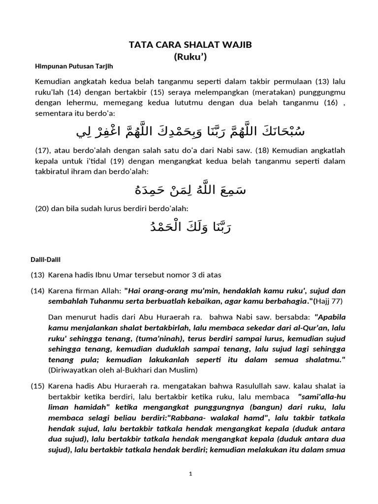 TATA CARA SHALAT WAJIB (ruku') | PDF