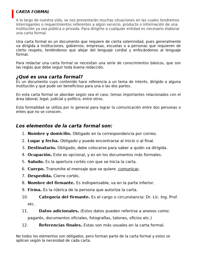 Ejemplos de Cartas Formales | PDF