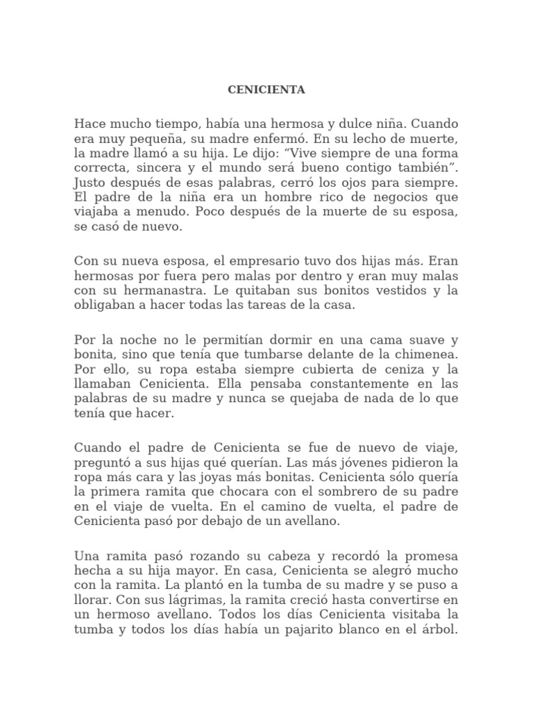 Cuento de Cenicienta para Imprimir PDF | PDF