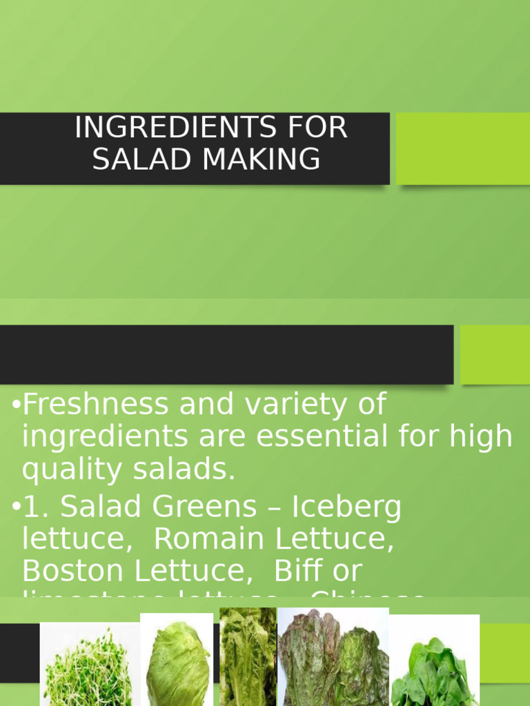 Ingredients For Salad Making | PDF | Salad | Emulsion