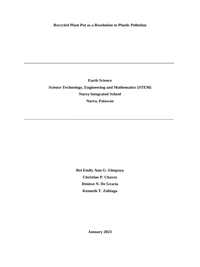 Earth Science Paper Pdf Plastic Recycling