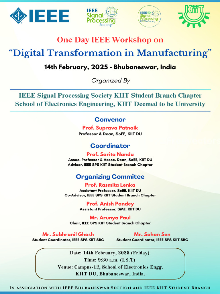 Brochure IEEE Workshop - Digital Transformation in Manufacturing | PDF | Engineering | Computing