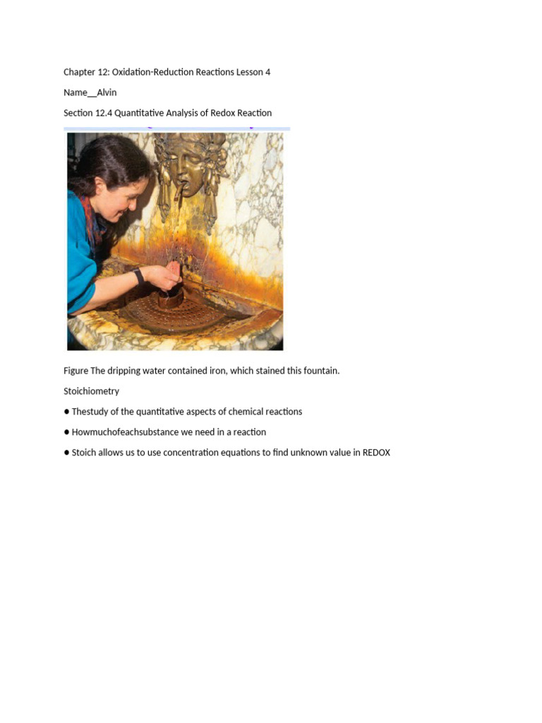 12.4 Oxidation-Reduction Reactions Lesson 4 | PDF | Titration | Chemistry